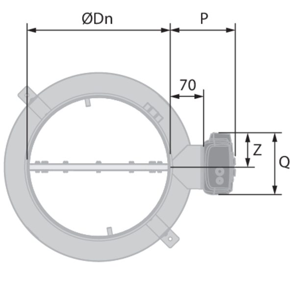 Circular fire damper with a fire resistance of up to 60 minutes