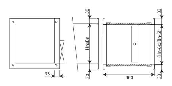 Rectangular smoke evacuation damper.