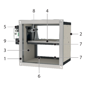 Rectangular smoke evacuation damper.