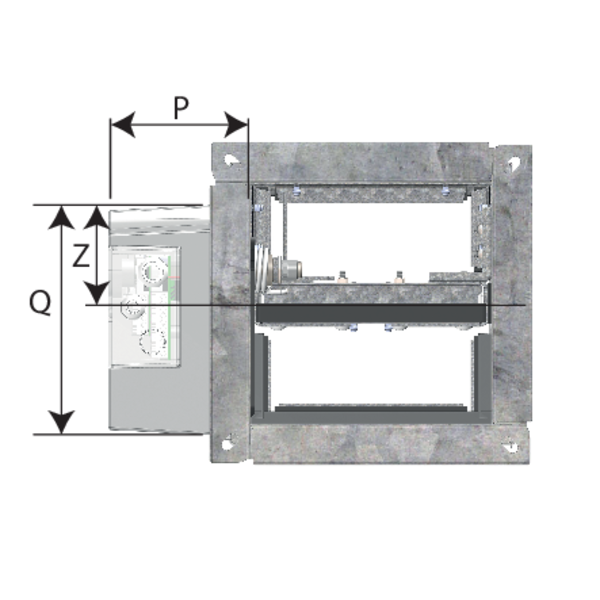 Rectangular smoke control damper.