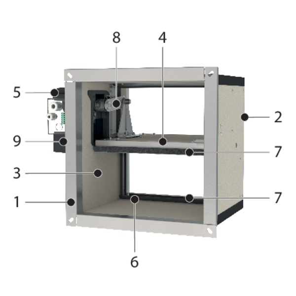 Rectangular smoke evacuation damper.