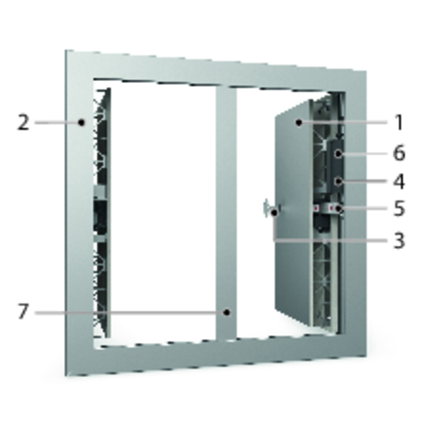 Aesthetic smoke evacuation shutter, double (2V) shutter unit 120'.